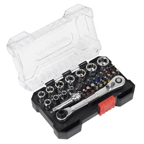 Sealey Premier Socket And Colour Coded Bit Set 1 4sq Drive 31pc