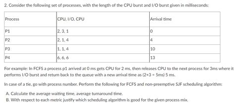 Solved 2 Consider The Following Set Of Processes With The