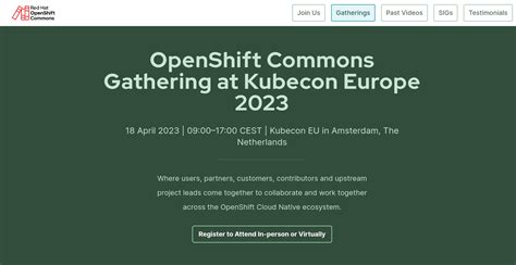 Join Openshift Commons Gathering At Kubecon Eu April 18 2023