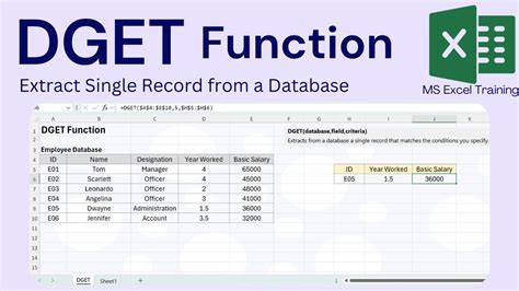 Dget Function Tutorial In Excel Youtube
