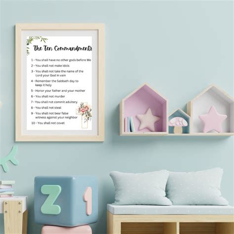 The 10 Commandments Wall Art Girls Pink And Green Scripture Christian