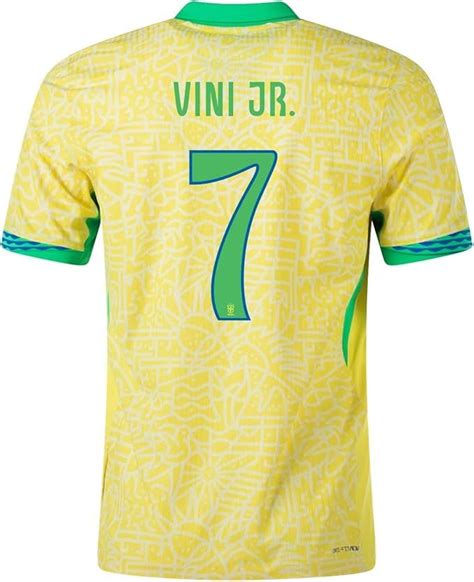 Vini Jr 7 Brazil Home Soccer Jersey 2024 Us Alpha Small Regular