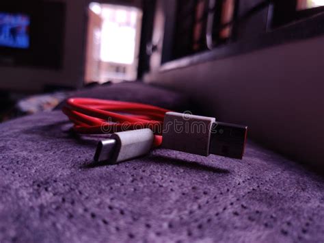 C Type Red Data Cable For Charging And Data Transfer Stock Photo Image Of Equipment