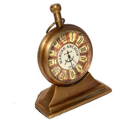 Analog Golden Brass Desktop Table Clock For Office Shape Round At Rs