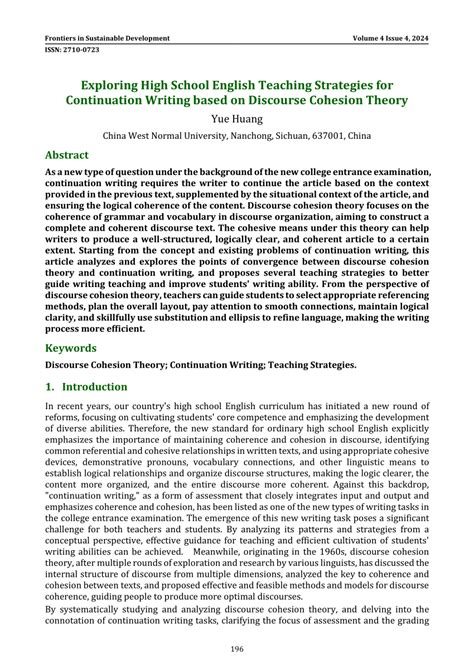Pdf Exploring High School English Teaching Strategies For Continuation Writing Based On
