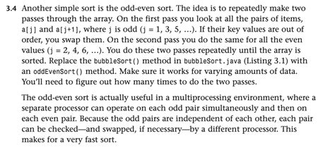Solved 34 Another Simple Sort Is The Odd Even Sort The