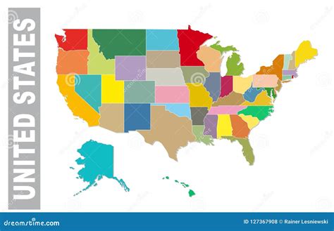 Colorful United Staes Administrative And Political Vector Map