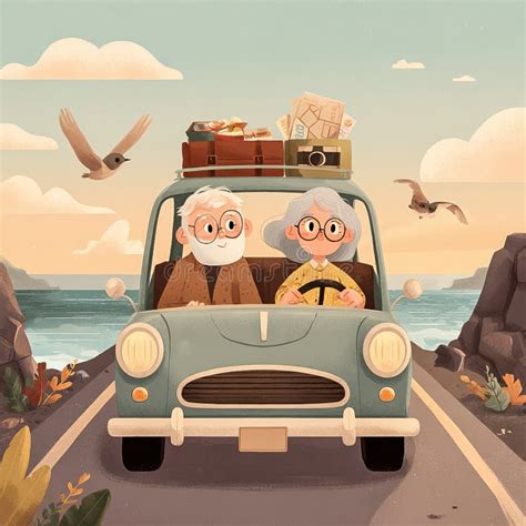 Cute Old Couple Cartoon