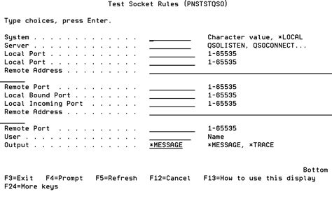 test socket rules command pnststqso panel