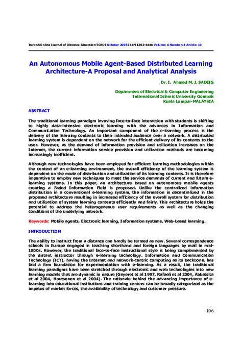 Pdf An Autonomous Mobile Agent Based Distributed Learning