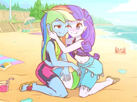 Beach Time 🏖 Raridash Fanart Mlp Raridash Rainbow Dash X Rarity