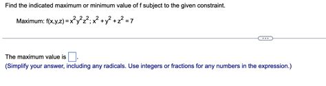 Solved Find The Indicated Maximum Or Minimum Value Of F