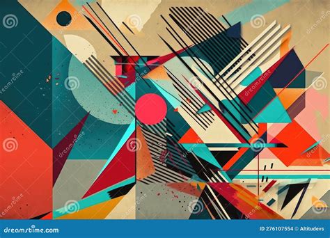 Abstract Geometric Shapes Colors And Lines In Unexpected Combination