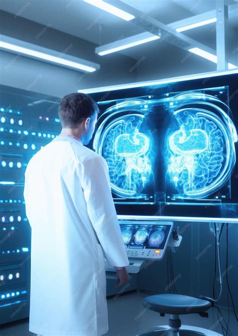 Portrait Of Pretty Doctor Working In Modern Hospital At Mri Ct Xray Scan Generative Ai Premium