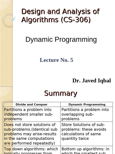 daa lecture 5 pdf dynamic programming algorithms