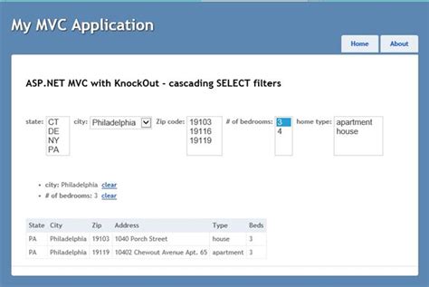 using knockout js to control cascading selects codeproject