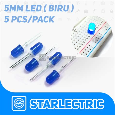 Jual Led 5mm Biru 5pcs Pack Shopee Indonesia