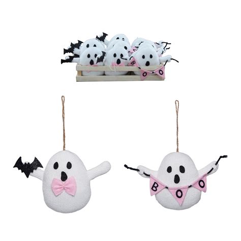 Mini Plush Ghosts W Pink Accents 2styl6ea12pdq Transpac Brands