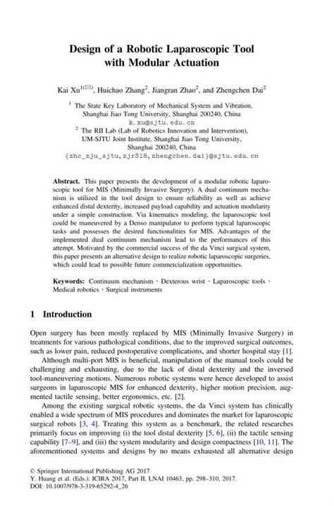 Pdf Design Of A Robotic Laparoscopic Tool With Modular Actuation Dokumen Tips