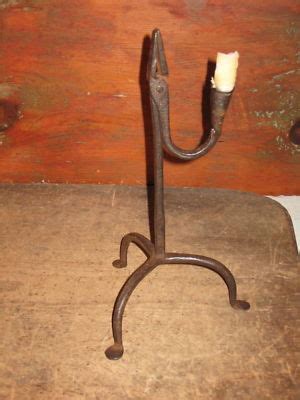 18th C Wrought Iron Rushlight Rush Light Candle Holder 136466873