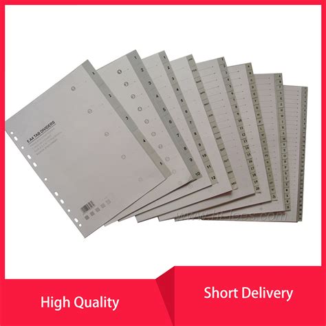 A4 Grey Color Pp Index Divider Plastic Tab Divider With Number Index Divider And Tab Divider