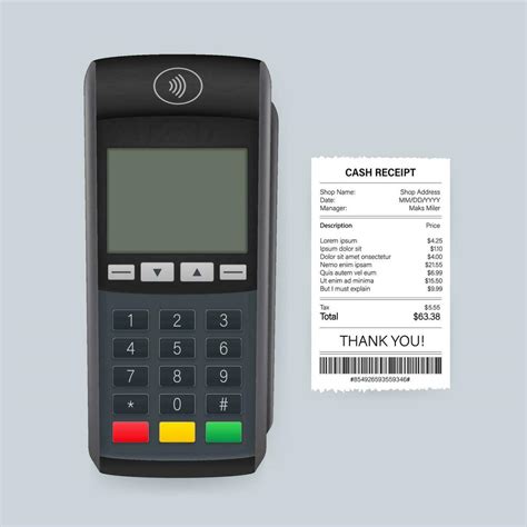 Payment Terminal Mockup Pos Terminal With Blank Screen Cash Register Vector Stock