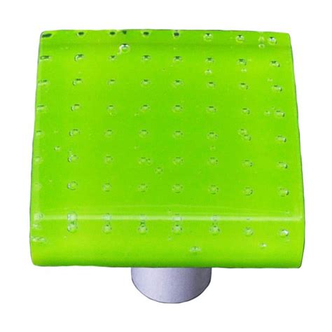 Bubbles Collection 1 12 Knob In Spring Green With Aluminum Base By