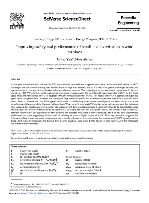 Pdf Improving Safety And Performance Of Small Scale Vertical Axis