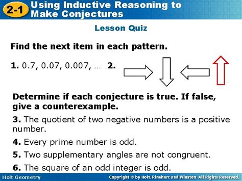Using Inductive Reasoning To 2 1 Make Conjectures