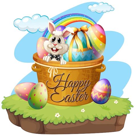 토끼와 계란 행복 한 부활절 무료 벡터