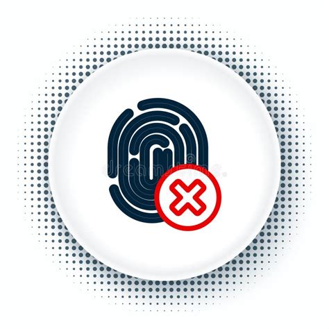 Line Cancelled Fingerprint Icon Isolated On White Background Access Denied For User Concept
