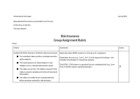 Group 26 Risk Insurance Group Assignment Rubric Spring 2025