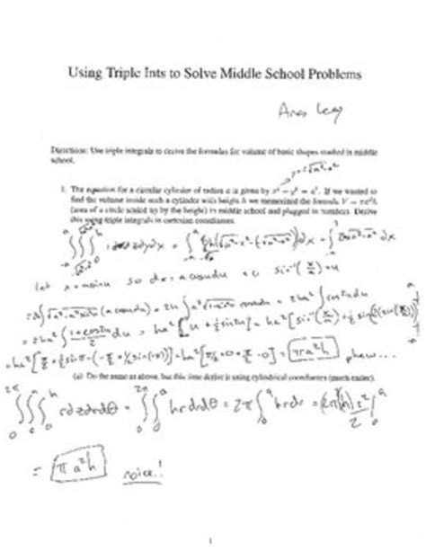 Calculus Iii Using Triple Integrals To Solve Middle School Math Problems Hwsol