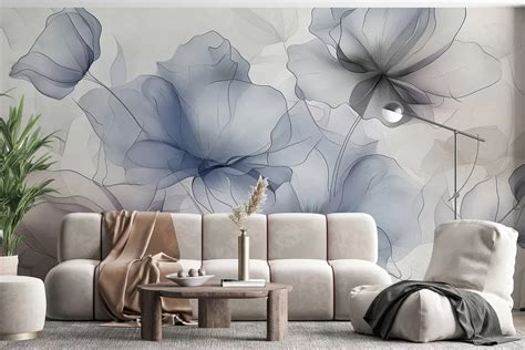 Фотошпалери Абстрактні квіти на бетонній стіні Nrw01037 купити на