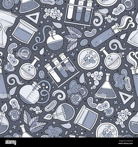 Cartoon Cute Hand Drawn Science Seamless Pattern Stock Vector Image And Art Alamy