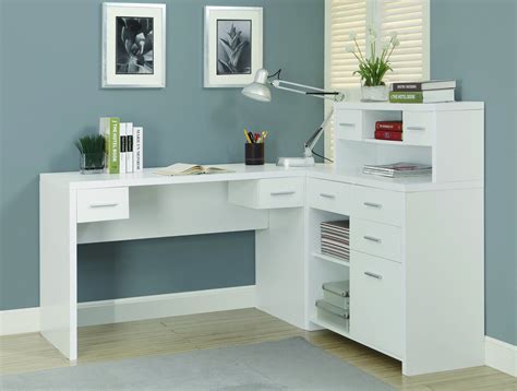 White Modern L Shaped Desk With Great Storage