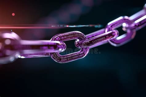 Vibrant Purple Chain Links With Binary Code Symbolizing Technology And