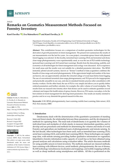 Pdf Remarks On Geomatics Measurement Methods Focused On Forestry Inventory
