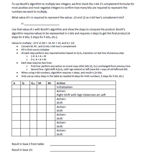 Solved To Use Booths Algorithm To Multiply Two Integers We