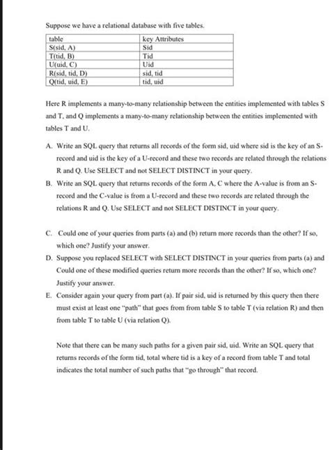 solved suppose we have a relational database with five