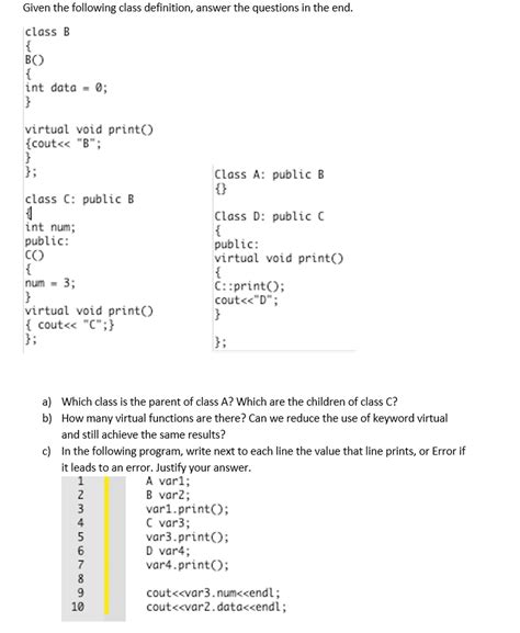 Solved Given The Following Class Definition Answer The Chegg