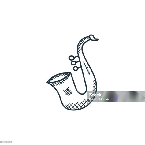 색소폰 아이콘 벡터 음악 컨셉 색소폰 편집 가능한 스트로크의 얇은 선 그림 웹 및 모바일 앱 로고 인쇄 미디어에 사용할 수 있는 색소폰 선형 사인 Classical