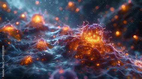 A Highly Detailed Visualization Of A Nanotechnology Swarm In A Medical