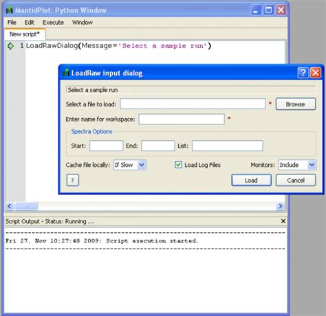 MantidPlot Algorithm Dialog Boxes From Python Mantid Project