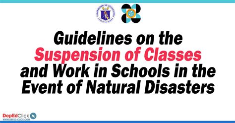 Guidelines On The Cancellation Or Suspension Of Classes And Work In