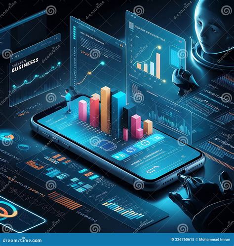 Futuristic Programmer Analyzing Data On Advanced Devices Stock Illustration Illustration Of