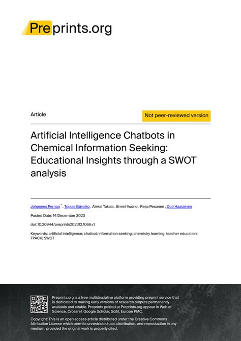 Pdf Artificial Intelligence Chatbots In Chemical Information Seeking