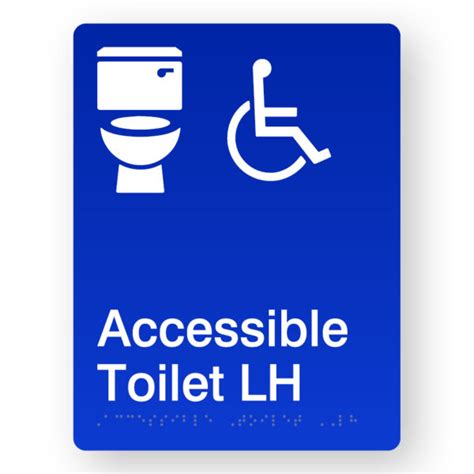 Accessible Toilet Lh Braille Sign In Portrait Blue Acrylic Moulded