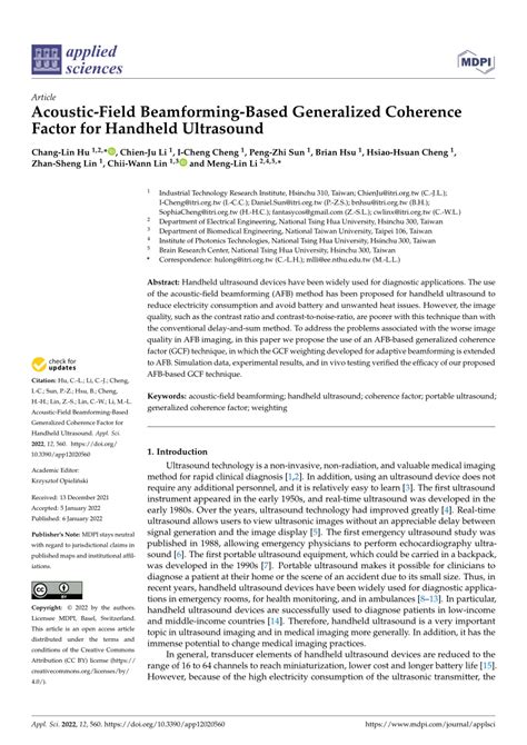 Pdf Acoustic Field Beamforming Based Generalized Coherence Factor For Handheld Ultrasound