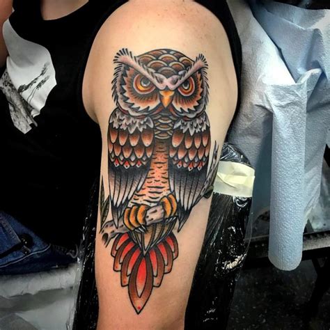 Traditional Owl Arm Tattoos